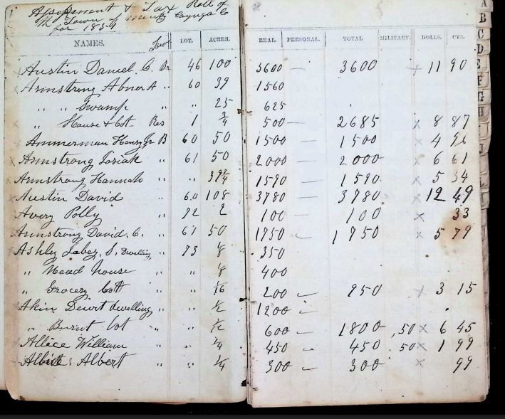 Tax Rolls for the Town of Mentz - Old Mentz Heritage Center